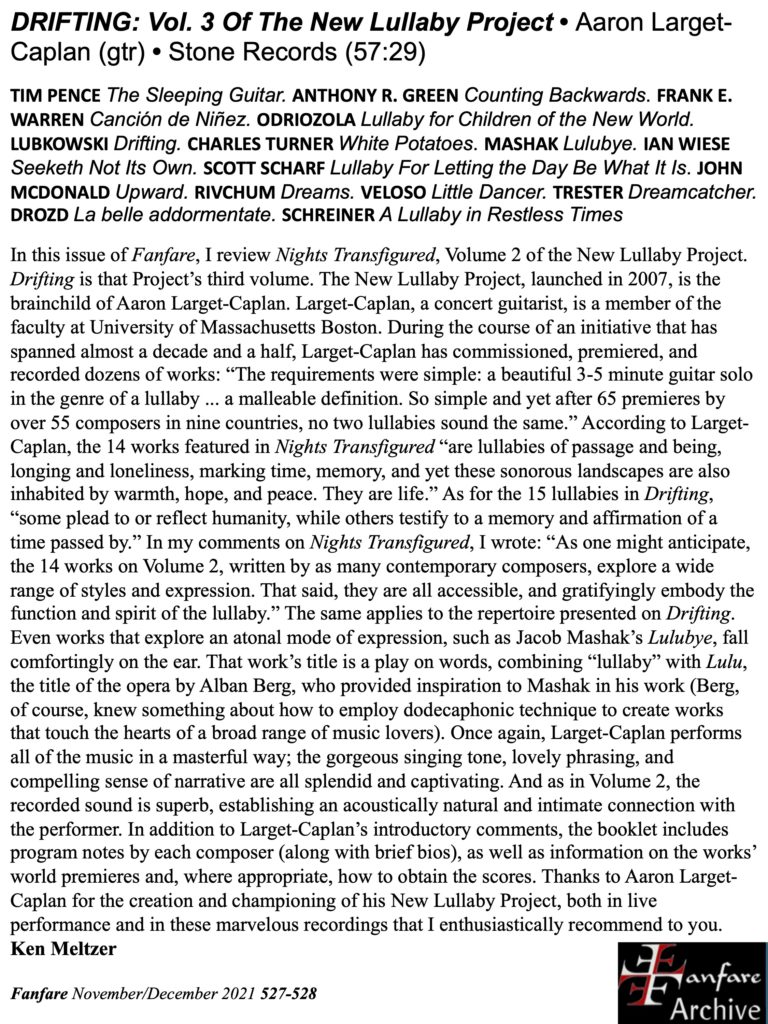 REVIEW: Drifting in Fanfare Magazine | Classical Guitarist Aaron Larget ...